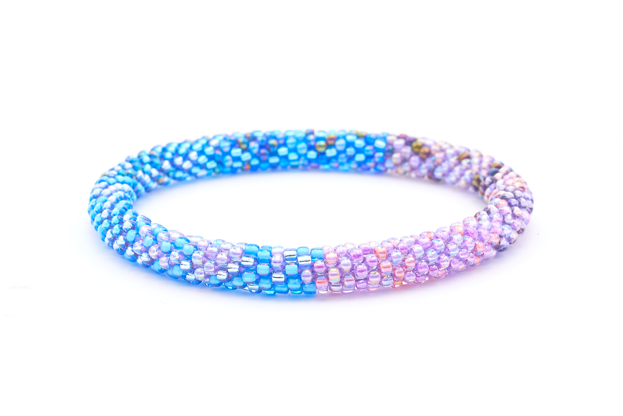 Sashka Co. handmade glass beaded friendship bracelet with blue, purple ...