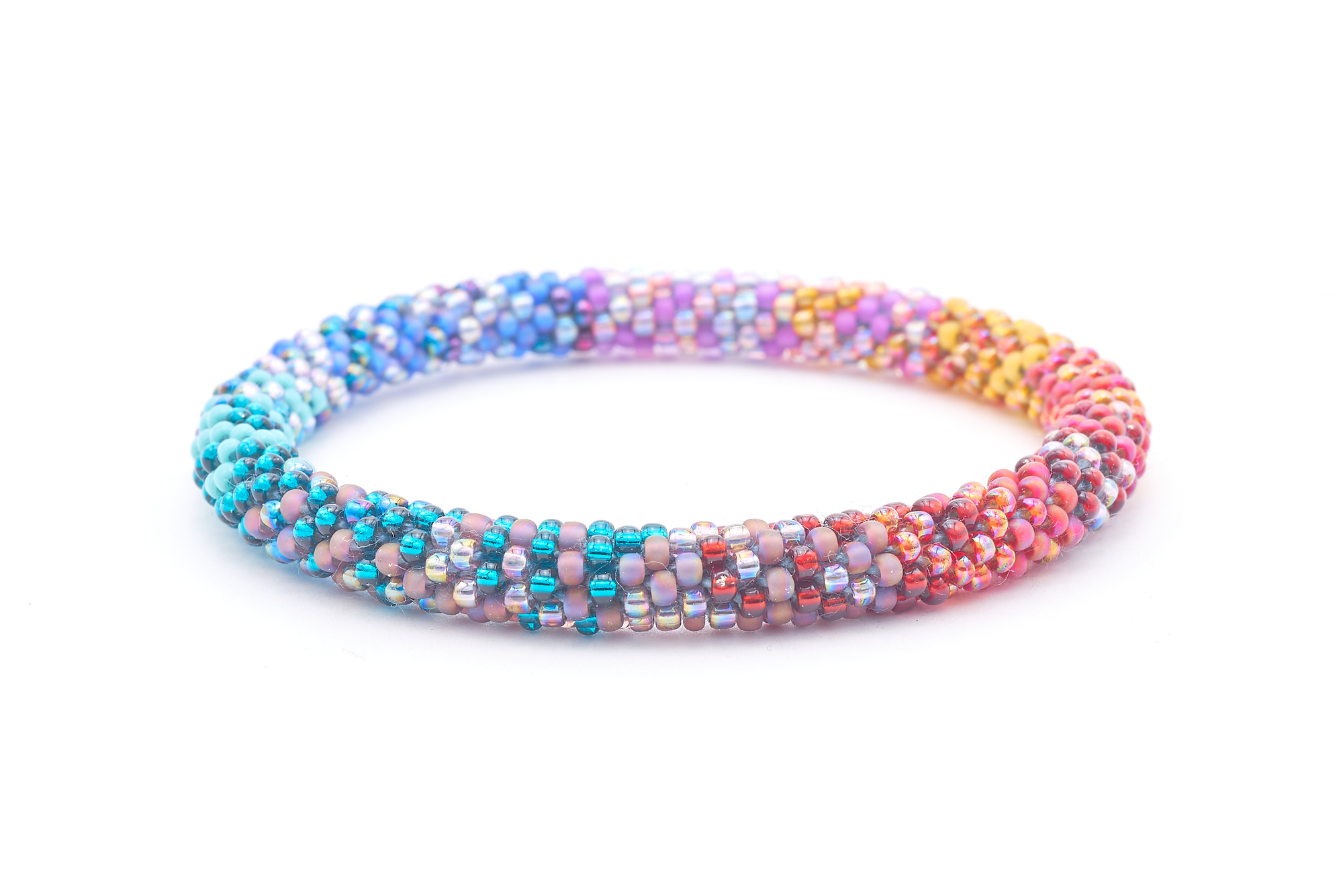 Sashka Co. handmade glass beaded friendship bracelet with teal ...