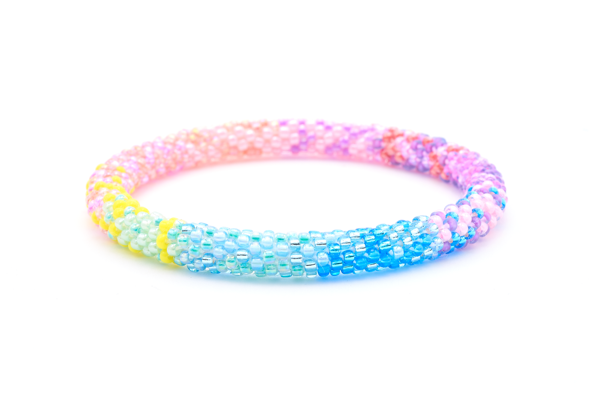 Sashka Co. handmade glass beaded friendship bracelet with blue, aqua ...