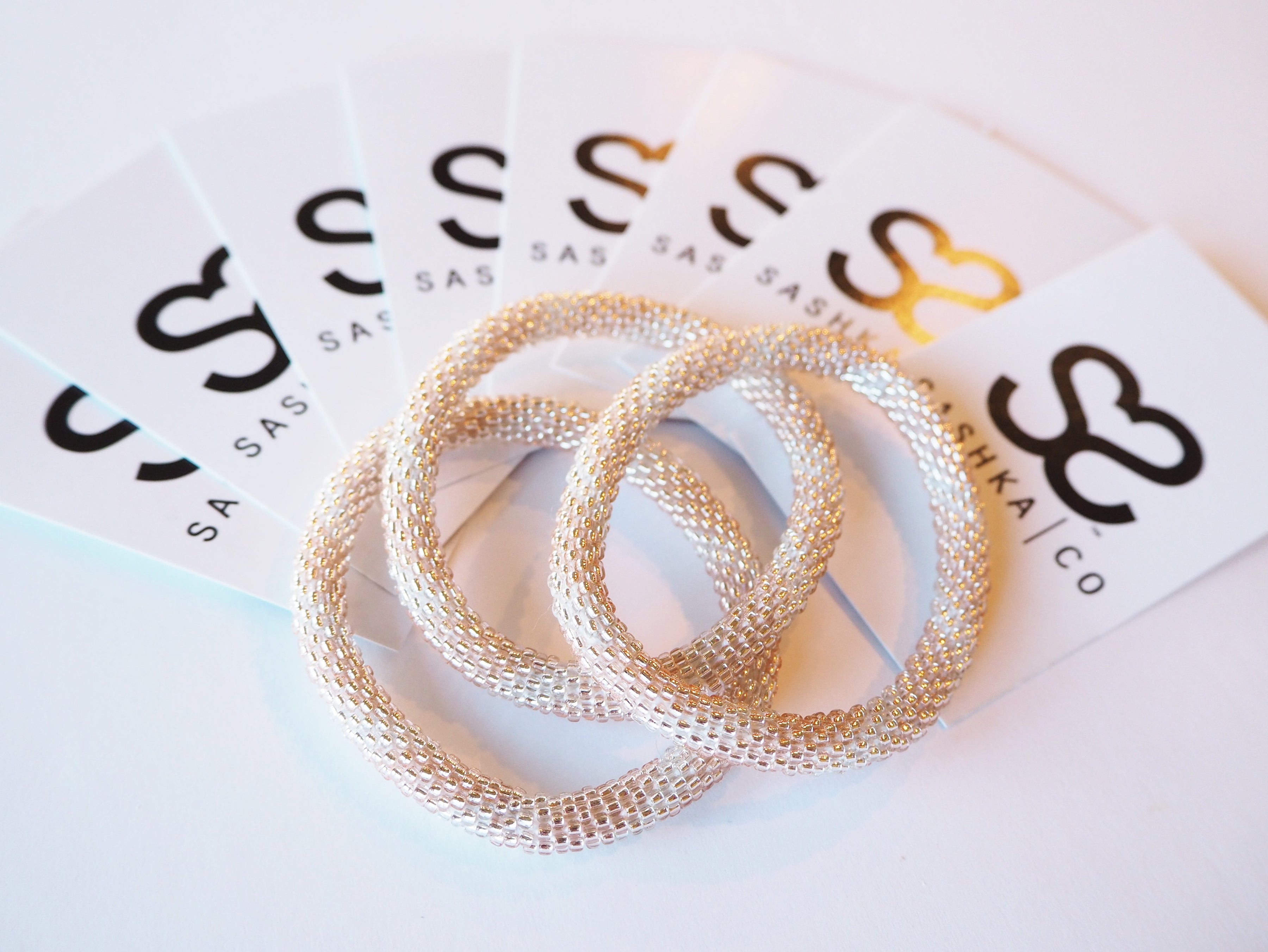 SASHKA CO. GLASS BEAD BRACELETS | SEED BEAD NEPAL ROLL BRACELETS